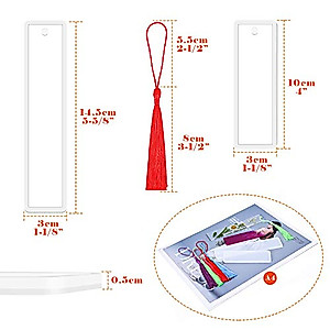 Bookmark Mold with Tassles, Caffox Bookmark Mold Kit with 100pcs Bookmark Tassels Bulk and 10pcs Rectangle Silicone Bookmark Mold for Epoxy Resin Casting