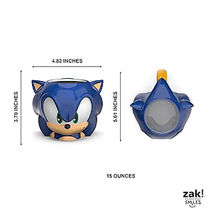 Zak Designs Sonic the Hedgehog Sculpted Ceramic Coffee Mug for Hot Drinks, Collectible Keepsake with Unique 3D Character (15 oz, Sonic)