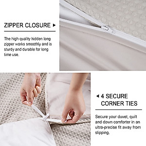 PHF Waffle Weave Duvet Cover Set Queen Size, 3PCS Washed Microfiber Boho Comforter Cover Set, Ultra Soft Comfy Duvet Cover with Pillow Shams Bedding Collection, 90"x90", Light Khaki