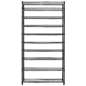 SafeRacks 10-Tier Shoe Rack - Black, Large Shoe Storage Organizer, 60 Pair, Heavy Duty Shoe Stand with Vertical Free Standing Shoe Shelf, Perfect for Entryway, Closet, Garage, & Bedroom Storage
