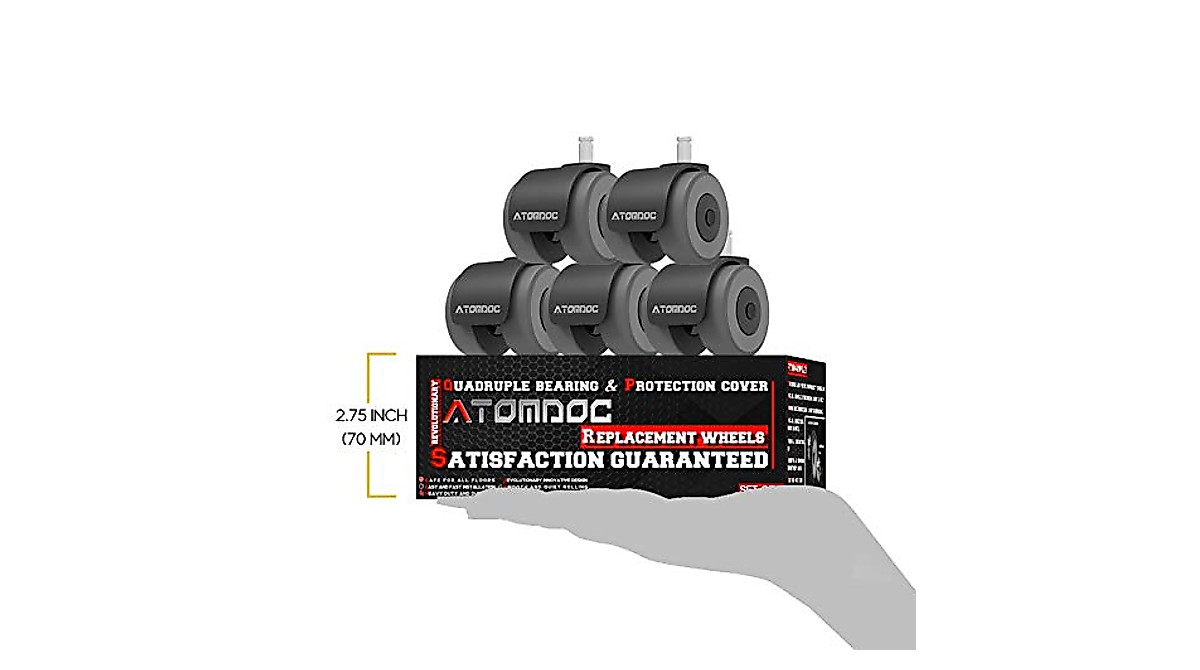 ATOMDOC Office Chair Caster Wheels - Smooth & Durable