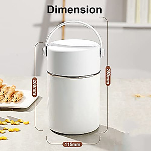 Livefunni Vacuum Insulated Thermos for Hot or Cold Food, 33oz Premium 316 Stainless Steel Food Flask with Foldable Spoon and Handle, Leakproof Thermal Food Jar Soup Container for Adults/Kids (Blue)