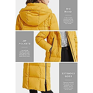Orolay Women's Thickened Long Down Jacket Winter Down Coat Hooded Puffer Jacket with Side Zipper (White, Large)