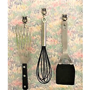 Small Owl Wall Hook, Set of 3, Silver HK-618AS