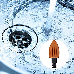 Angoily Head Garden Machine Accessories Clog Hose Black Flush Plastic Sewer Drain Connector Tools Orange Gutter Parts Water Flushing Nozzle Softer Washer Jetter Power Pressure Remover