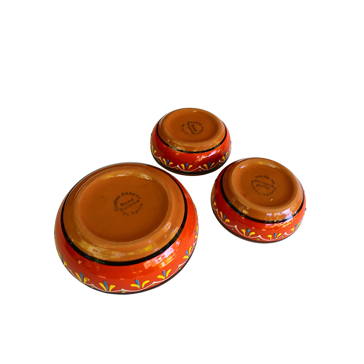 Canyon Cactus Ceramics Spanish Terracotta Set Of 3 Small Dipping Bowls, Orange