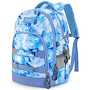 mibasies Girls Backpack for Kids, Elementary School Backpack for girls 17Inch(Marble Bule)