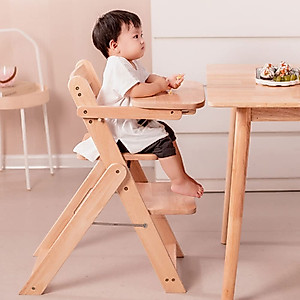 Muchuan Adjustable Wooden High Chair Versatile Baby Chair and Dining Seat Baby Folding Dining Chair with Removable Tray Solution for Babies and Toddlers Dining Highchair 1-12 Years Old