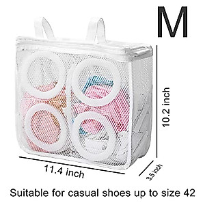 BAYTORY 2Pcs Shoe Washing Bag with Zipper, Mesh Laundry Bag for Washing Machine, Reusable and Durable, Wash Bag for Sneakers, Trainers, Running Shoes, Bras, Socks, Lingerie (1 Large and 1Medium)