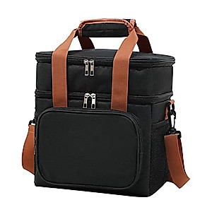 Ecyuaniu Double Deck Large Lunch Bag for Women Men, Expandable Insulated Lunch Bag with Adjustable Shoulder Strap, Leakproof Freezable Dual Compartment Lunch Bag for Adult Work Camping Picnic (14L)