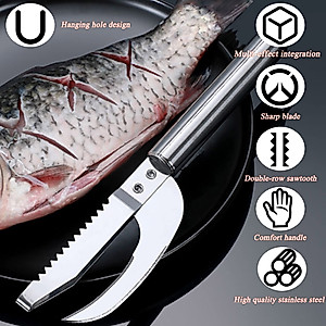 ZLMC Stainless Steel Fish Maw Knife, Multifunction Fish Scale Knife fish scale remover Household Kitchen Fish Scale Tool