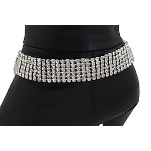 TrendyFashionJewelry Women Silver Metal Rhinestone Mesh Boot Chain Bracelet