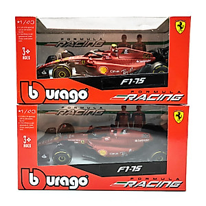 GoFront Bburago 1:43 #16 Charles Leclerc 2022 F1 Scuderia Ferrari F1-75 #55 Sainz Alloy Luxury Vehicle Diecast Cars Model Toy Collection Gift (2022 F1-75 #16)