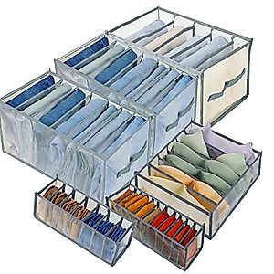 KIKILIE 6 Pack Closet Organizers for Clothing,Foldable Wardrobe Clothes Organizer Underwear Drawer Dividers for Folded Clothes