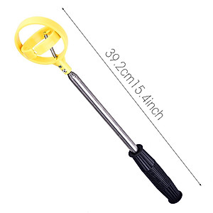Dioche Ball Retriever, Practical Picker Telescopic Ball Pick Up Tool Stainless Steel Shaft Automatic Locking Scoop (Yellow)