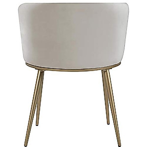 Meridian Furniture Skylar Collection Modern | Contemporary Upholstered Dining Chair with Rounded Back and Sturdy Iron Legs, Set of 2, 23.5" W x 23.5" D x 30" H, Cream Velvet, Gold