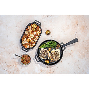 Ooni Cast Iron Skillet Pan - 9" Round Cast Iron Skillet with Removable Handle and Sainless Steel Trivet, Cast Iron Frying Pan, Pre-Seasoned Non-Stick Oven Safe Cookware, Pizza Oven and BBQ Accessories