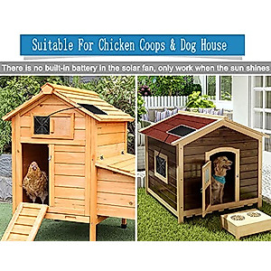 Aocoray Solar Panel Fan for Chicken Coop 10W Waterproof Mini Solar Powered Fan Exhaust Ventilator with 2 Metal Protection Net 9.9Ft/3m Cable for Pet Dog Houses, Greenhouses, Sheds, RV Roof