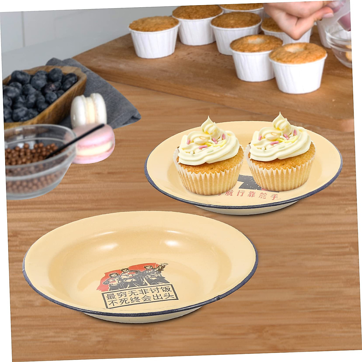 BESTOYARD Salad Pasta Bowls 4 Pcs Enamel Fruit Tray Vintage Table Tray