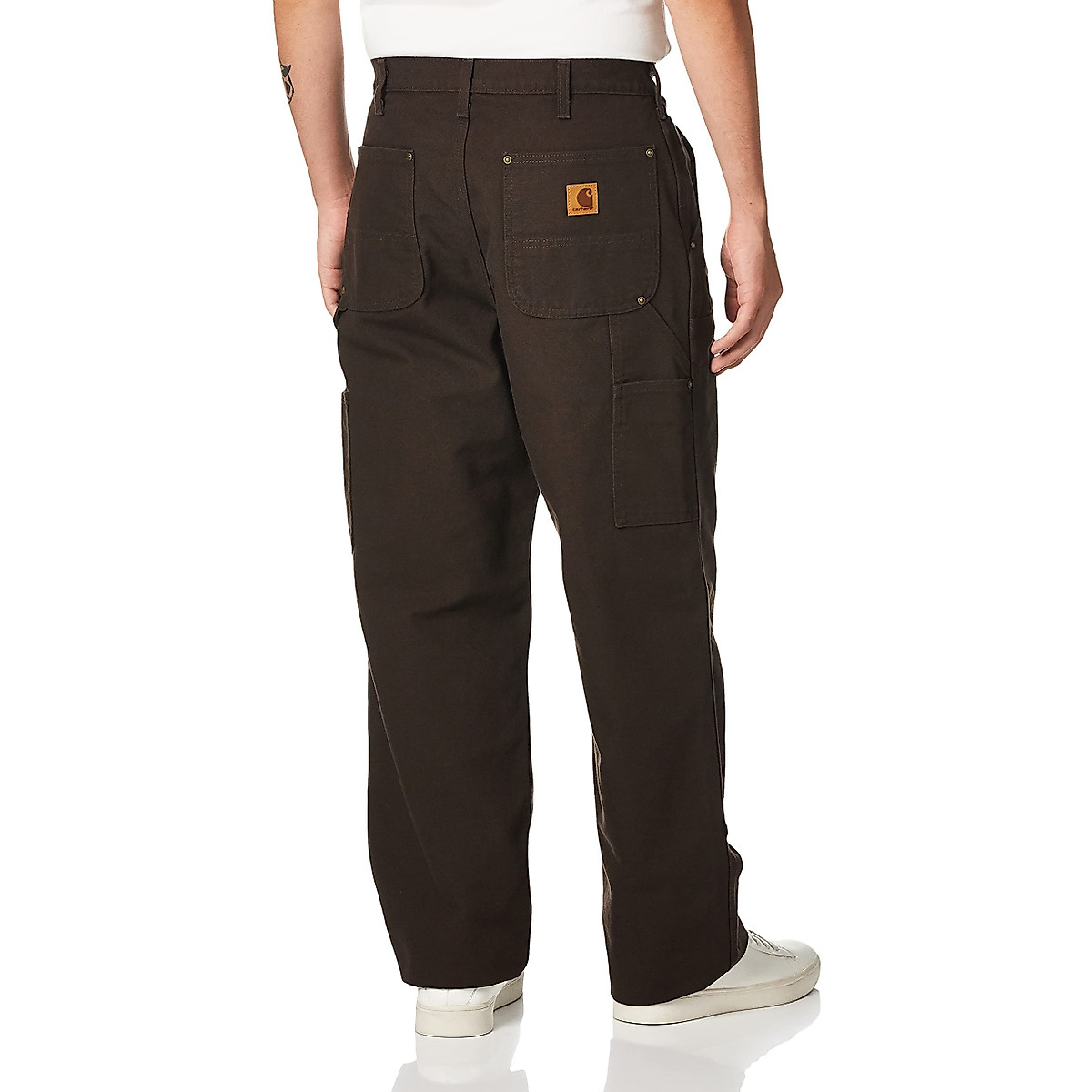 Carhartt Men's Loose Fit Washed Duck Double-Front Utility Work Pant, Dark Brown, 42W x 32L