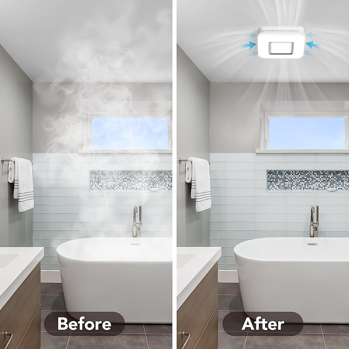 OREiN Bathroom Exhaust Fan with Light, 100 CFM 1.5 Sones, 25W Bathroom Vent Fan with Light, 1500lm LED Light 3000K/4000K/5000K Selectable & Nightlight, FCC/ETL Listed, Bath Fan for Home, White