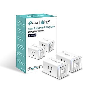 Kasa Matter Smart Plug w/ Energy Monitoring, Compact Design, 15A/1800W Max, Super Easy Setup, Works with Apple Home, Alexa & Google Home, UL Certified, 2.4G Wi-Fi Only, White, KP125M (2-Pack)