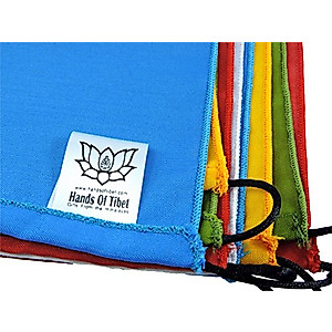 Blank prayer flags set of 10 flags surged edge. five Tibetan traditional colors which are Yellow, green, red, white and blue. Each color represents an element.