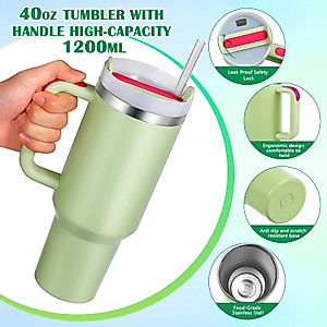 BELYQLY 40oz - New Version Stainless Steel Vacuum Insulated Tumbler with Lid and Straw for Water, Smoothie and More, Iced Tea or Coffee (Green)