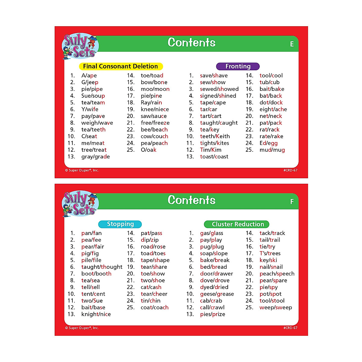 Super Duper Publications |Silly Sets Minimal Pairs for Maximum Progress Fun Deck | Listening Skills and Language Development Flash Cards | Educational Learning Materials for Children