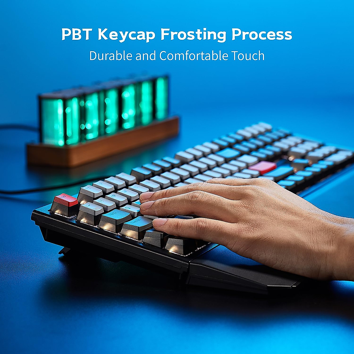 Hexgears PowerBlade X5 Wireless Mechanical Gaming Keyboard, Pudding PBT Keycaps, Full Size 108-Key, Kailh Box Switches, N-Key Rollover, Anti-Ghosting, White Backlight, Wrist Rest, 2.4GHz Wireless