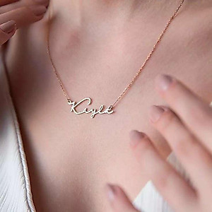 Caitlyntrend Name Necklace Personalized, Minimalist Custom Name Necklace, 18K Gold Plated Nameplate Pendant Customized Jewelry Gifts For Women (Name Necklace 1)