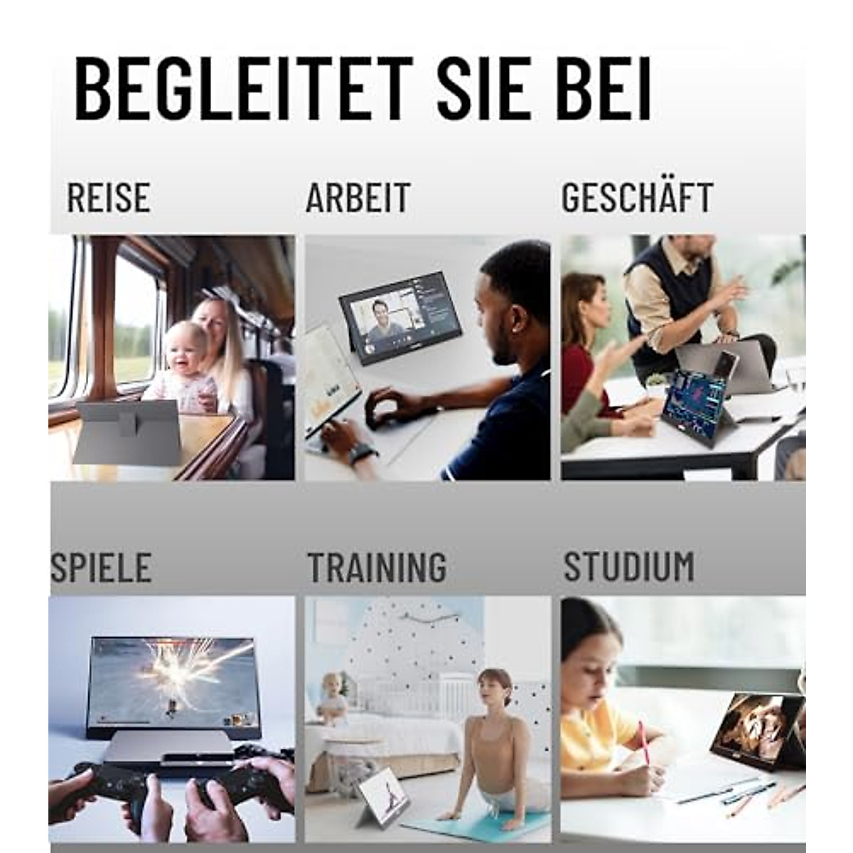 ADPOP Portable Monitor, 15.6'' IPS FHD 1080P with USB-C & HDMI for Gaming Office and Travel,Ultra-Slim HDR Display, Premium Smart Cover & Speakers,for Laptop/PC/Mac/Phone/Xbox/PS5/PS4/Switch