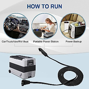 13.12 FT DC Power Cord Cable 12V/24V for Car Refrigerator Car Fridge Freezer Compatible with Alpicool, Bodega, Euhomy, BougeRV, Dometic, ICECO, Setpower, JoyTutus, ARB Etc Most Brands (13.12ft Black)