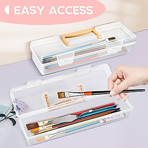 Vowcarol 2 Pack Paint Brush Case Portable, Long Paint Brush Storage Box, Paint Brushes Holder