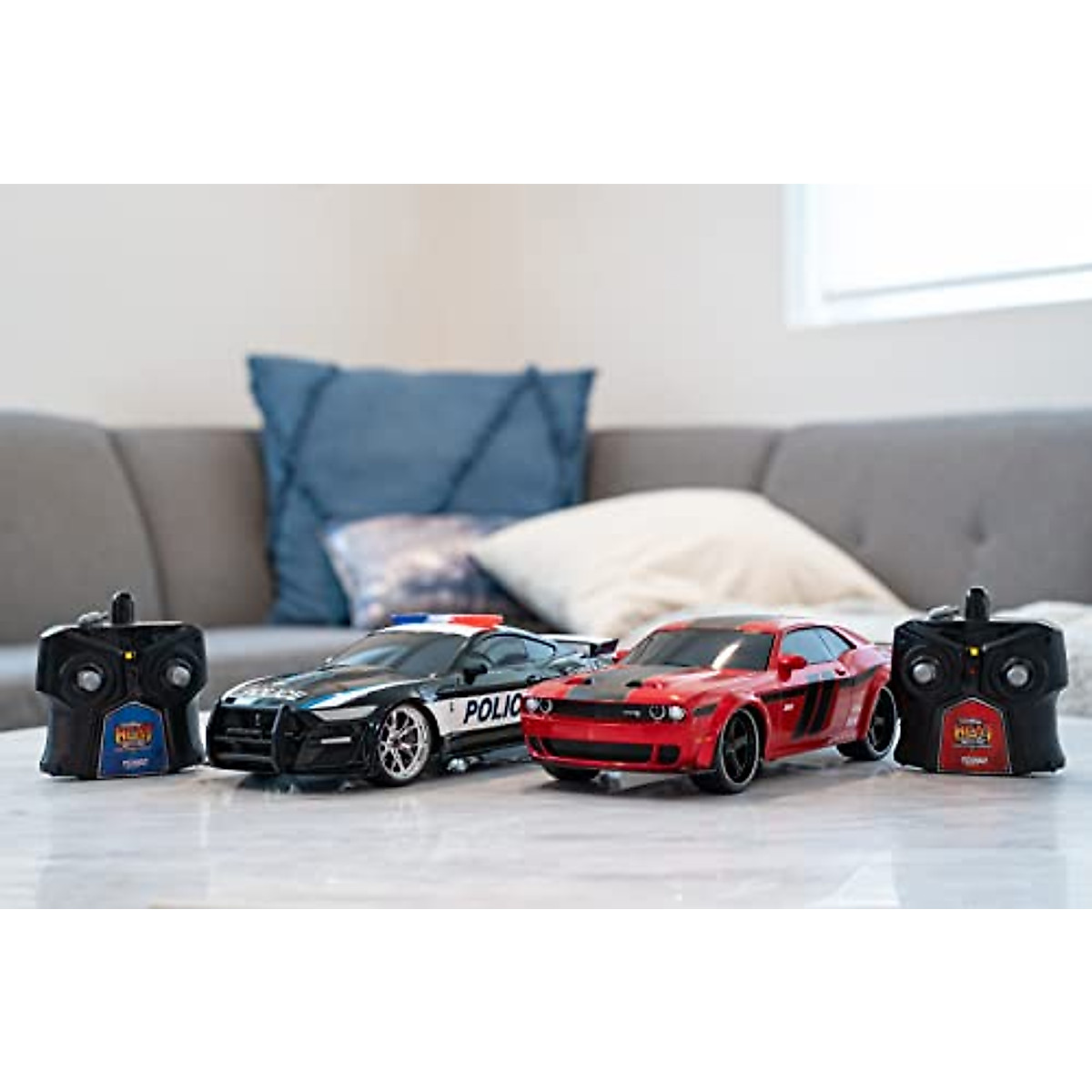 Jada Toys Hyperchargers 1:16 2020 Ford Mustang Shelby GT500 & 2019 Dodge Challenger SRT Remote Control Car, Toys for Kids and Adults