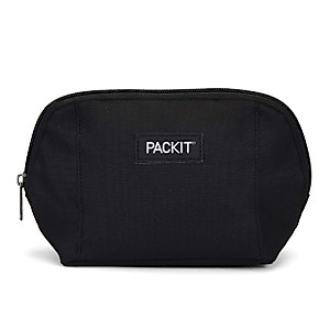 PackIt Freezable Lunch Bag with Zip Closure, Black Freezable Snack Bag, Black