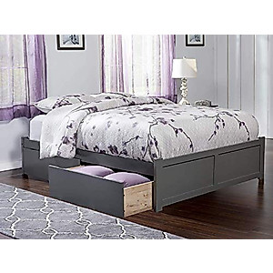 AFI Concord Queen Size Platform Bed with Footboard & Storage Drawers in Grey