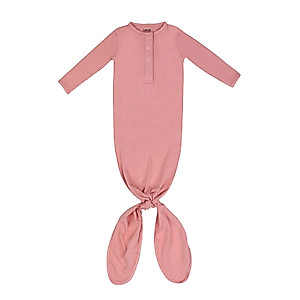 TWINOR Plain Knotted Baby Gown with Headband Hat Infant Sleeper for Baby Girl and Boy Pink