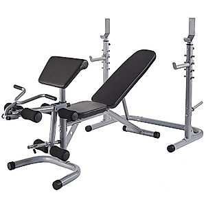 Sporzon! Multifunctional Workout Station Adjustable Olympic Workout Bench with Squat Rack, Leg Extension, Preacher Curl, and Weight Storage, 800-Pound Capacity