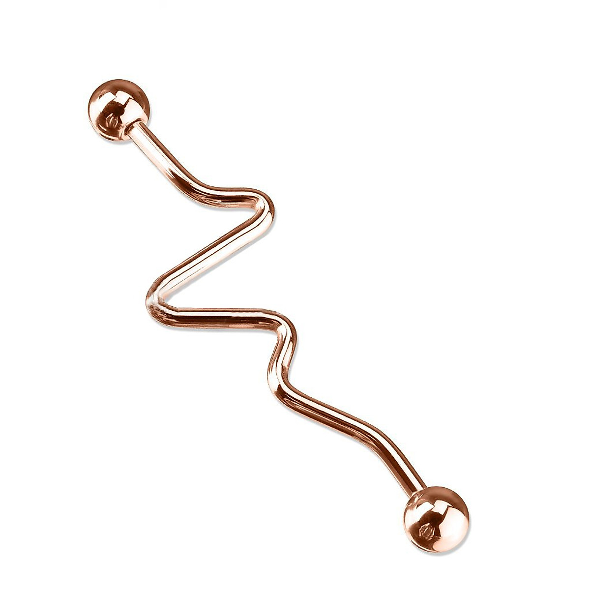FIFTH CUE 14G Zig Zag Bar IP Over 316L Surgical Steel Industrial Barbells (Rose Gold)