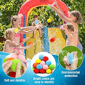 Korlon Tec 60 Pcs Reusable Water Balls, 2.5" Outdoor Water Toys Reusable Water Balloons for Kids, Summer Toys for Backyard Pool Trampoline Water Fun