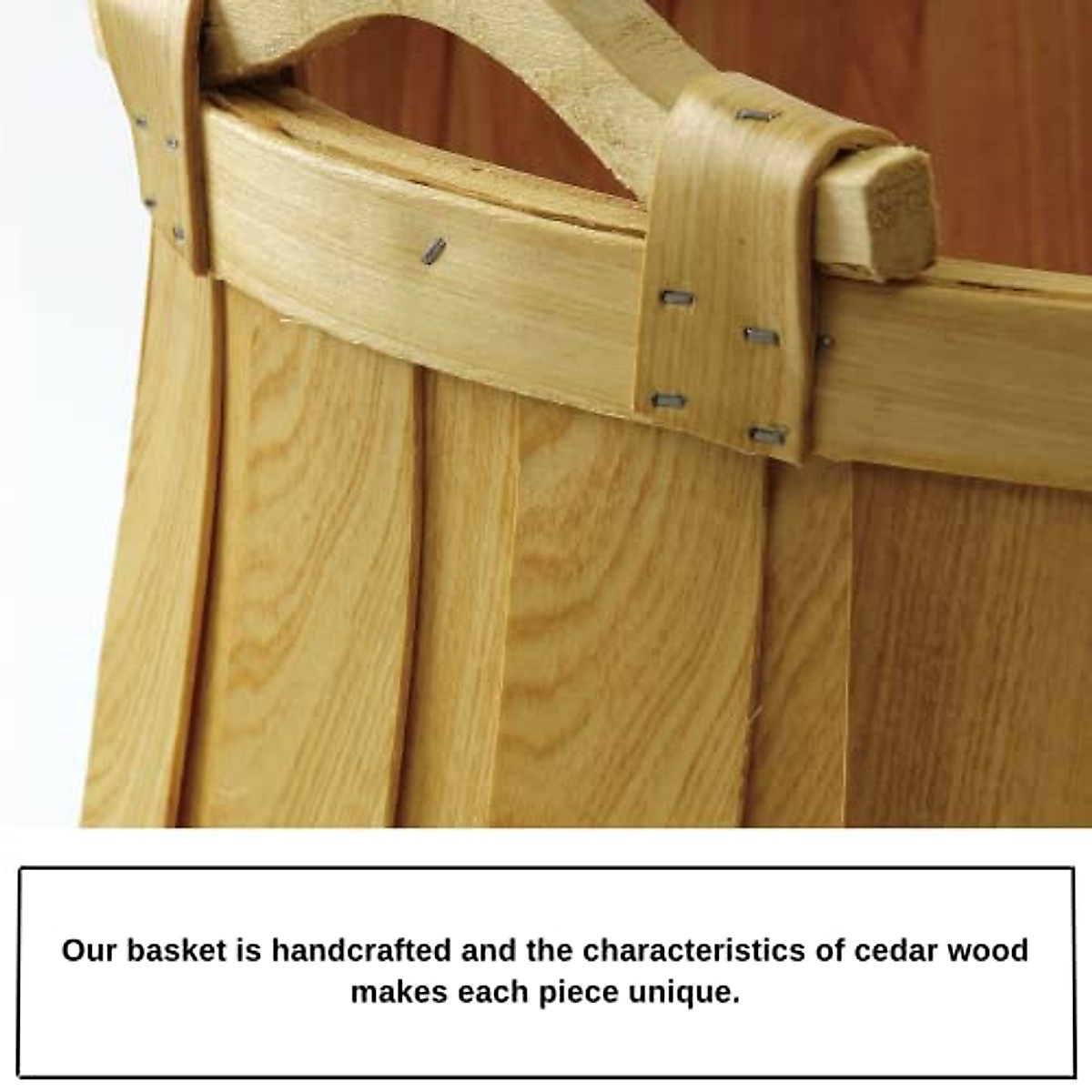 SPICE OF LIFE Poire Cedar Planter Basket - Round, Extra Small - Decorative Wooden Basket with Small Handles, 1mm Thick Wooden Slots, Sturdy, Lightweight, Portable, Rustic, for Indoor Use