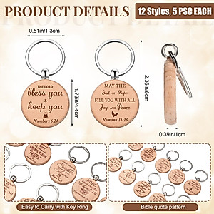 Siifert 60 Pcs Christian Keychain Bulk Religious Bible Verse Inspirational Wooden Quotes Keychain for Women Men Church(Vivid Style)