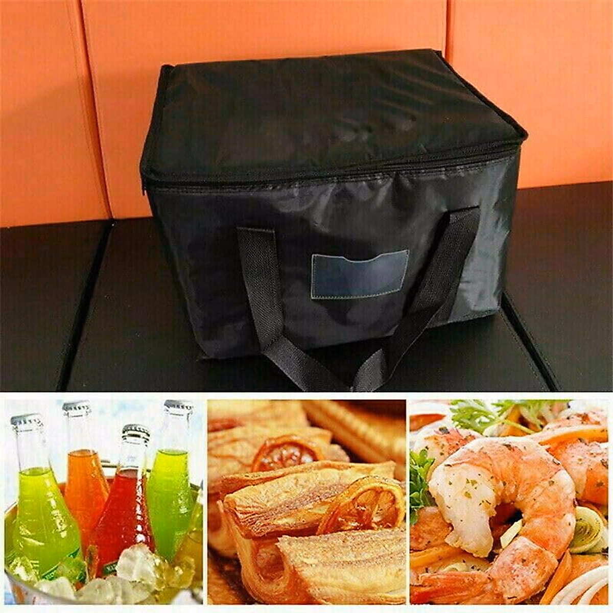 Large Insulated Food Delivery Bag for Pizza Delivery, Grocery- Cooler Bag, Food Warmers for Parties, Thermal Bags for Cold and Hot Food Carrier (L)