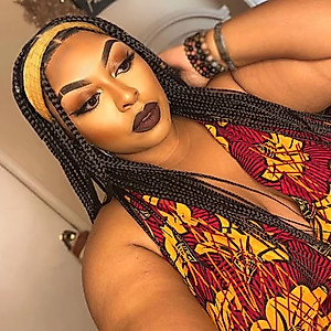 Braided Wigs with Headband Attached for Black Women Twist Crochet Hair Wrap Jumbo Synthetic Cornrow Black Box Braid Long CrochetTwistWig 30Inch