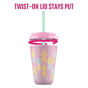Ello Kids Plastic Reusable Color Changing Cups with Twist on Splash-Proof Lids and Straw, BPA Free, Dishwasher Safe, 12oz, Fruit Pop, 4 Pack