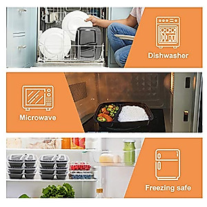 Pinshion 20 Pack Meal Prep Containers 2 Compartment Bento Box 950ML/ 32 OZ Microwavable Food Containers with lids, Food Storage Containers, Durable BPA Free Plastic Reusable Food Storage Containers