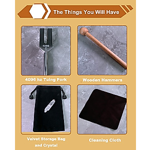 4096 Hz Tuning Fork, Crystal Tuning Fork for Healing, Medical-Grade with Wood Hammer and Soft Storage Bag