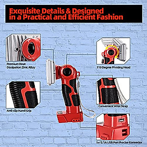 Cordless LED Work Light for Milwaukee, WaxPar 18W 900LM-2000LM Jobsite Light Powered by Milwaukee 14.4-20v max M18 Li-ion Battery with 5V 2.1A USB & 3 Modes Setting & 110 Degree Pivoting