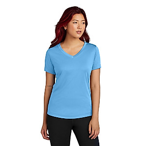 Clothe Co. Workout Tops for Women, Workout Shirt Women, V-Neck Gym Tops for Women (Available in Plus Sizes), Carolina Blue, S